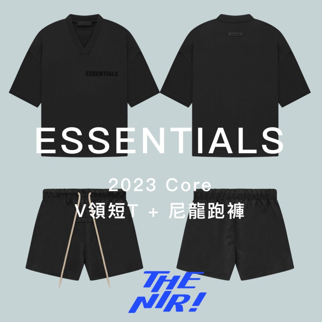 Essentials 2023 Core Collection 矅石黑系列 JET BLACK 跑褲 短褲 膠條字體 Running ...